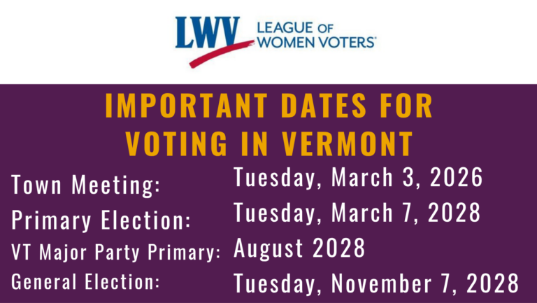 My Voter Page - League of Women Voters of Vermont